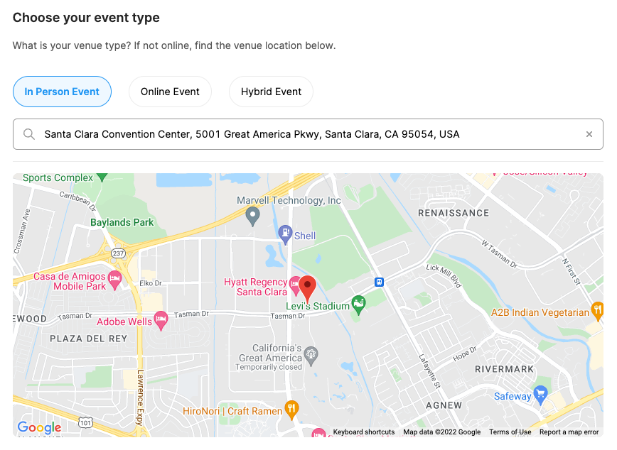 Update your event type & venue location – MeetingHand