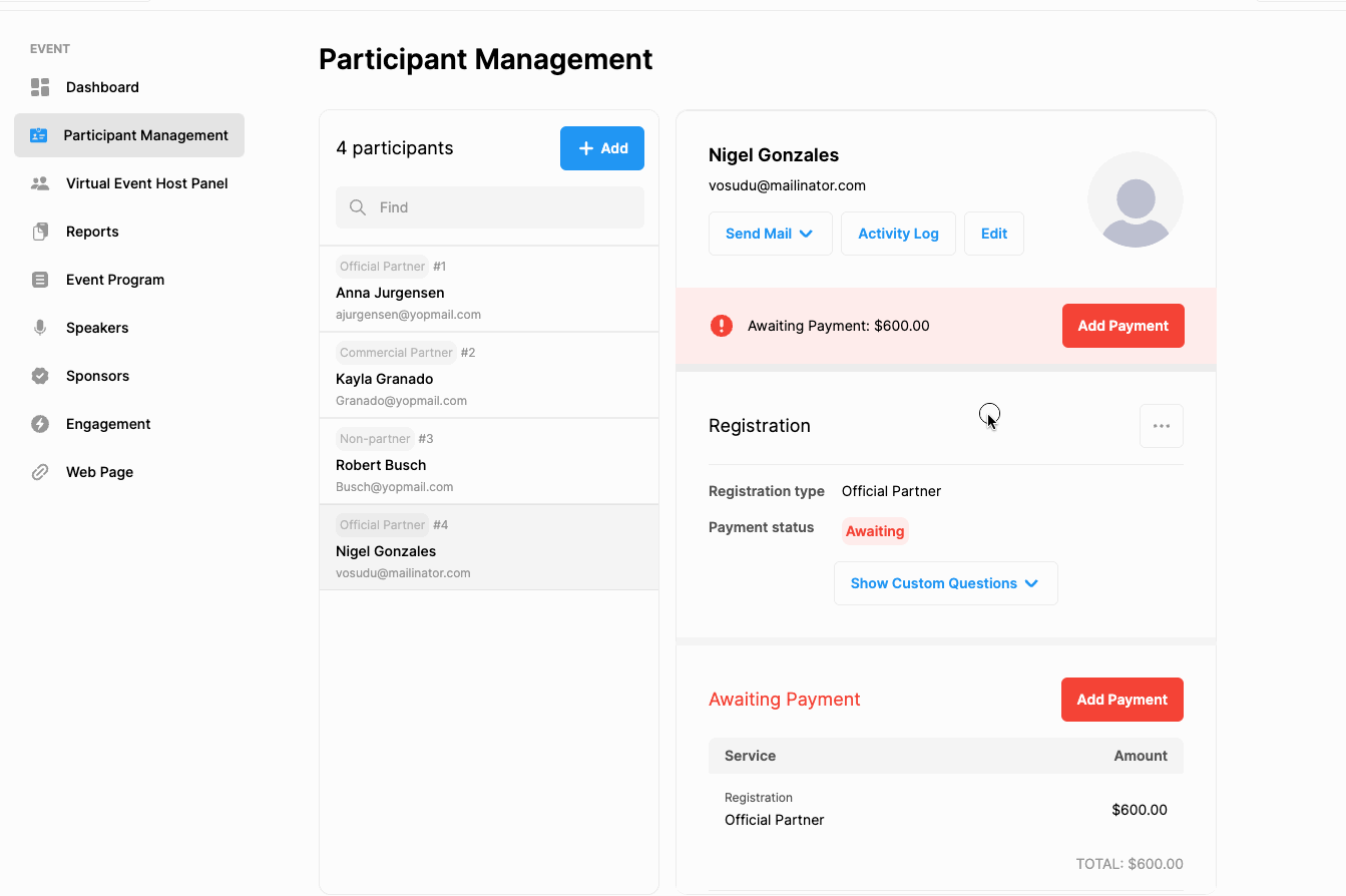 Adding a new participant registration manually – MeetingHand