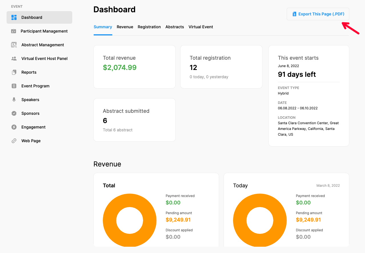 Overview of the Event Dashboard – MeetingHand