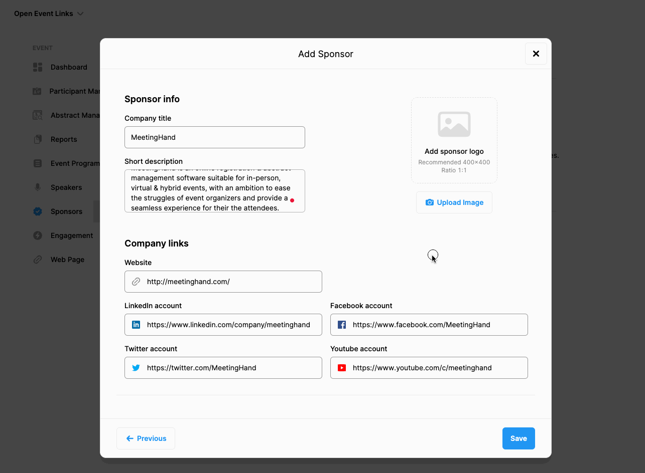 How to create a sponsorship category and add a new sponsor? – MeetingHand